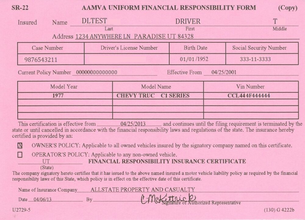 SR22 Insurance | Utah Driver License Division